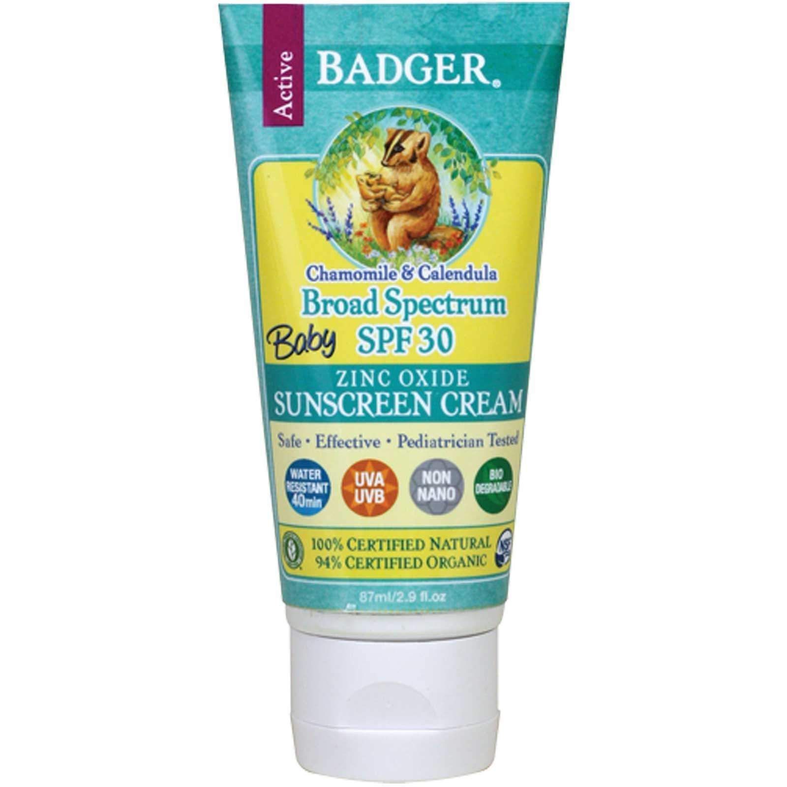 SPF 30 Baby Sunscreen Cream Badger Company 87 Biotus